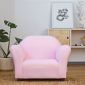 Keet Roundy Kid's Chair Gingham Kids Chair, Comfortable and Durable Kids Chair, Kids Armchair Easy to Coordinate, Kids Bedroom Chair, Comfy, Ages 2-5 Years, Kid Sofa Chair