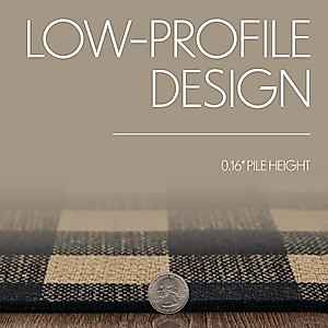 VHC Brands Black Check Indoor Rug Rect 17x48, Polyester Area Rug, Accent Rug, Floor Decor, Black Check Collection, Rectangle 17x48, Country Black