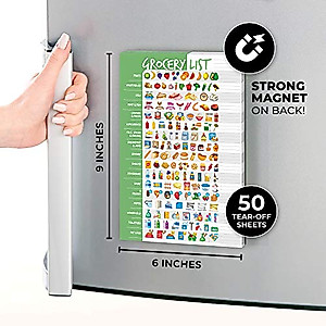 Visual Grocery List Magnet Pad for Fridge - Icon Shopping List Magnetic Pad for Refrigerator - 6 x 9 inches - 50 Tear-Off Sheets - Weekly Planner Memo Notepad for Meal Planning, Menu, Food & Groceries