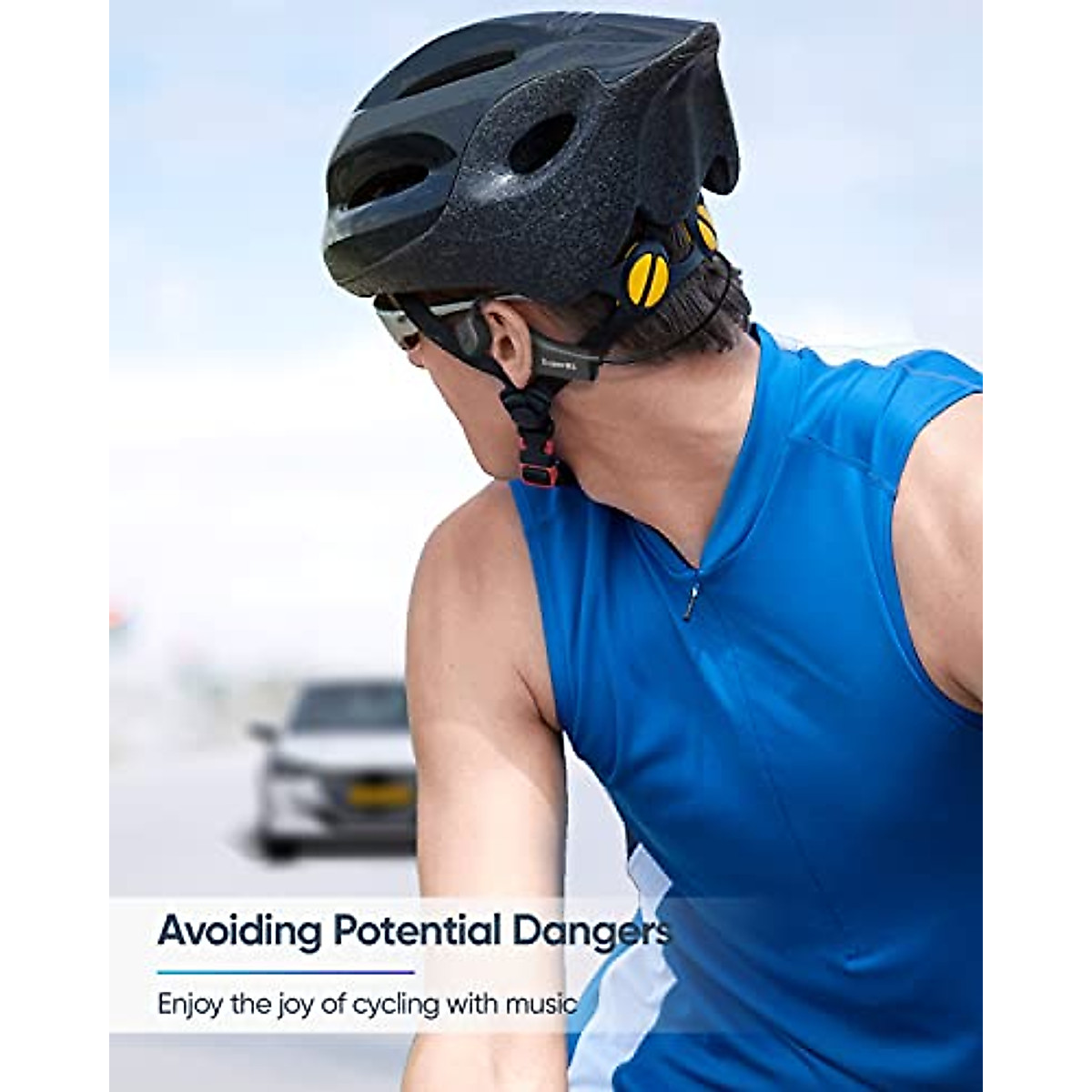 SAMVEK Bone Conduction Bluetooth Headphones with Mic, Qualcomm 3024 Chip, IP68 Waterproof Open Ear Headphones, Wireless Sweatproof Earbuds, Sport Headset for Running, Cycling, Workouts and Gym