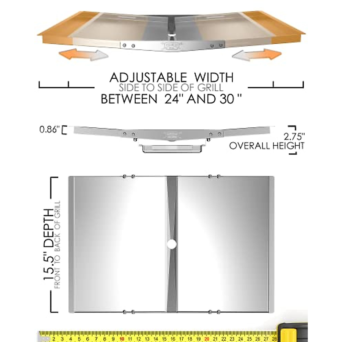 Vencino Stainless Steel Grill Grease Tray with Catch Pan - Universal Drip Pan for 4/5 Burner Gas Grill Models from Dyna Glo, Nexgrill, Expert Grill, BHG and More (24"-30")