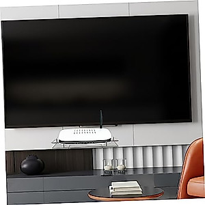 Cabilock Iron Nail- Router Storage Rack Bathtub Faucet Handles Bathroom Decor Tv Lower Row Small Wall Shelves Tv Top Shelf Router Shelf No Drill Tv Mount Wall Hanging Storage Rack Grey