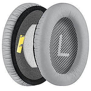 Geekria QuickFit Replacement Ear Pads for Bose QC45, QC35, QC35 ii, QC35 ii Gaming, QC15 QC25, AE2, AE2i, AE2w, SoundTrue, SoundLink AE, QCSE, Headset Earpads, Ear Cups Ear Cover (Silver Grey)