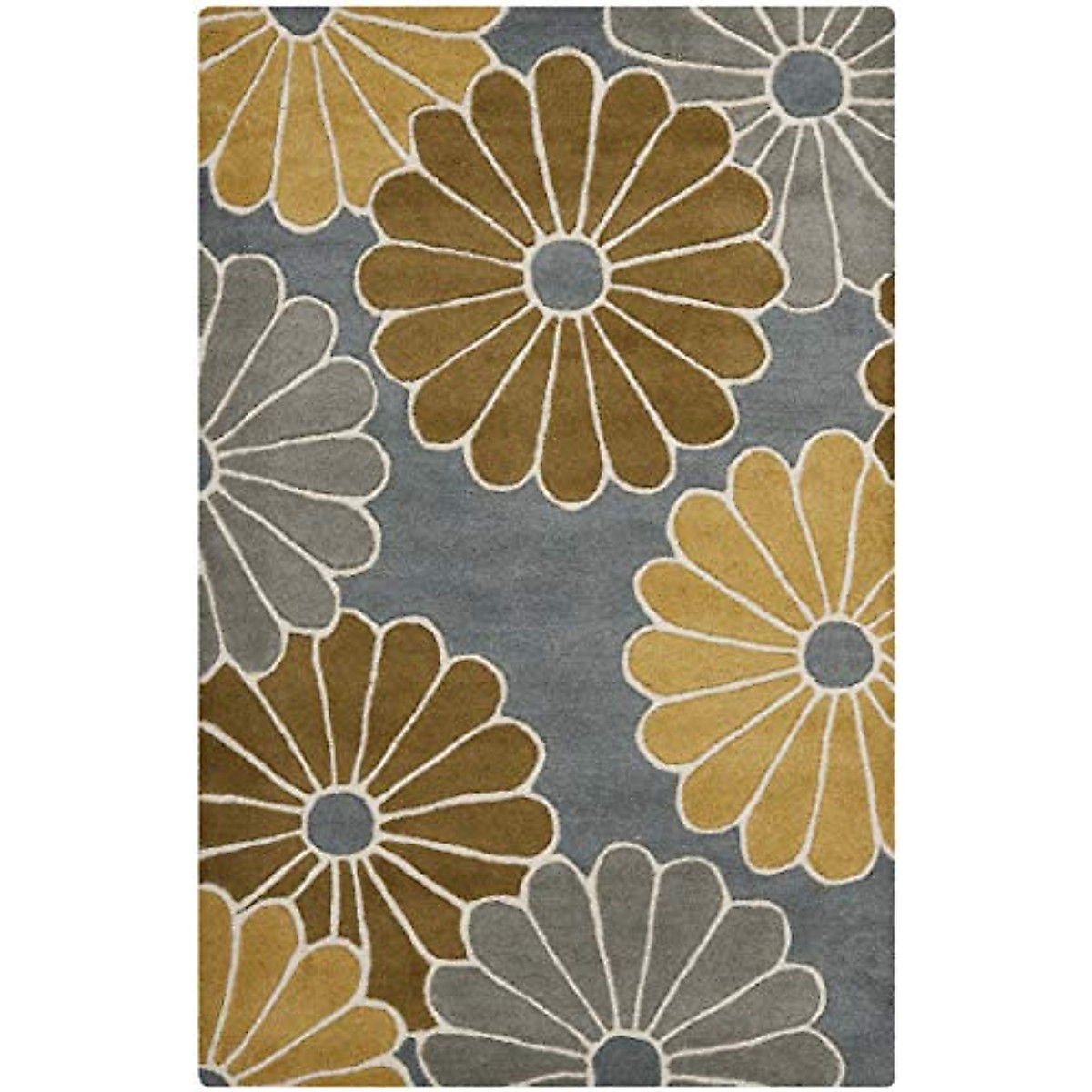 SAFAVIEH Soho Collection 3'6" x 5'6" Grey / Yellow SOH705A Handmade Premium Wool & Viscose Area Rug