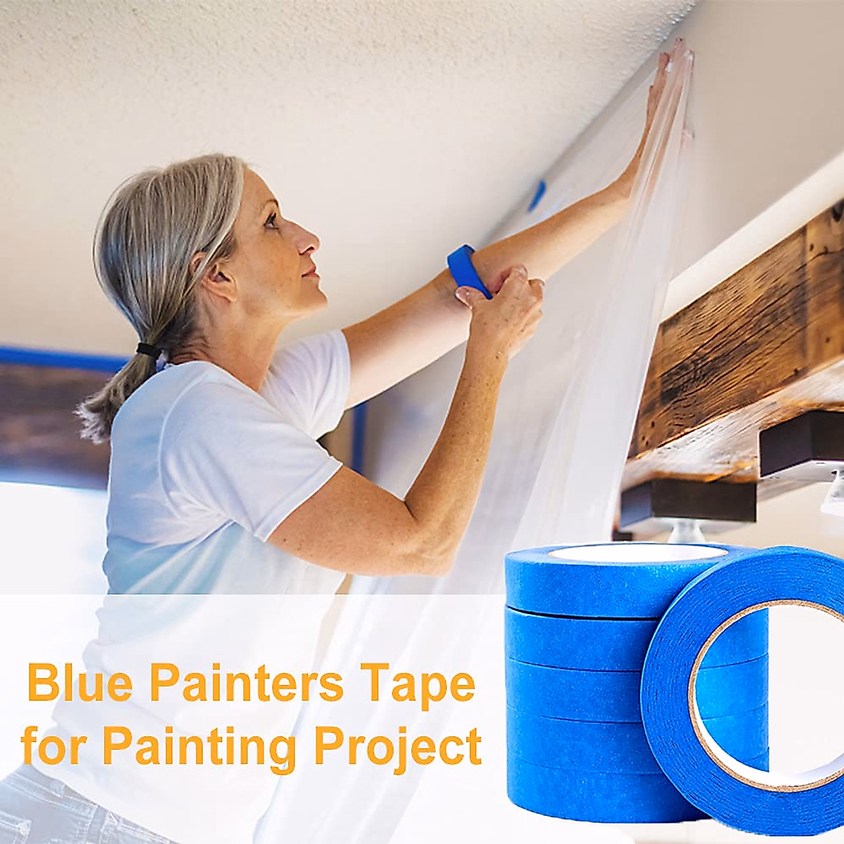 Clickslock Blue Painters Tape,3 Rolls 1.88"×55 Yards (165 Yards Total), Blue Painters Masking Tape Bulk, Residue Free Multi-Surface Painting Tape