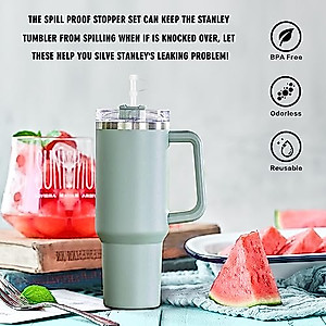 12pcs Silicone Spill Proof Stopper Set, Compatible with Stanley Quencher H2.0 Flowstate Tumbler 40oz 30oz, Stanley Cup Accessories, with Fix Leak Stopper, Lid Spill Plug and Straw Cover Cap