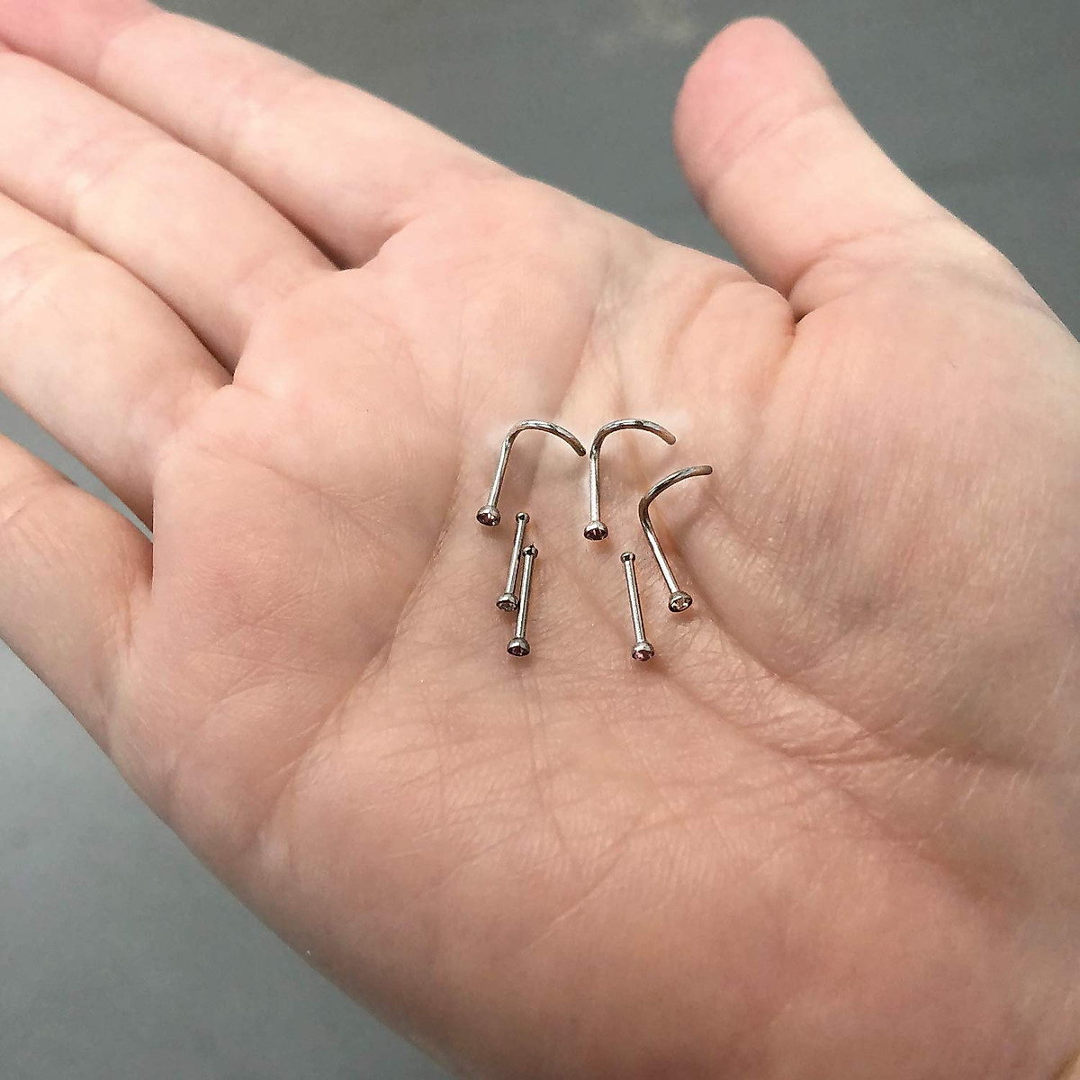 BodyJ4You 15PC Nose Piercing Kit Aftercare Bump Removal Solution | Nostril Screw Curved Bone Stud Push in Pin CZ Crystal | 18G Stainless Steel Needles Tools Gloves Clamps