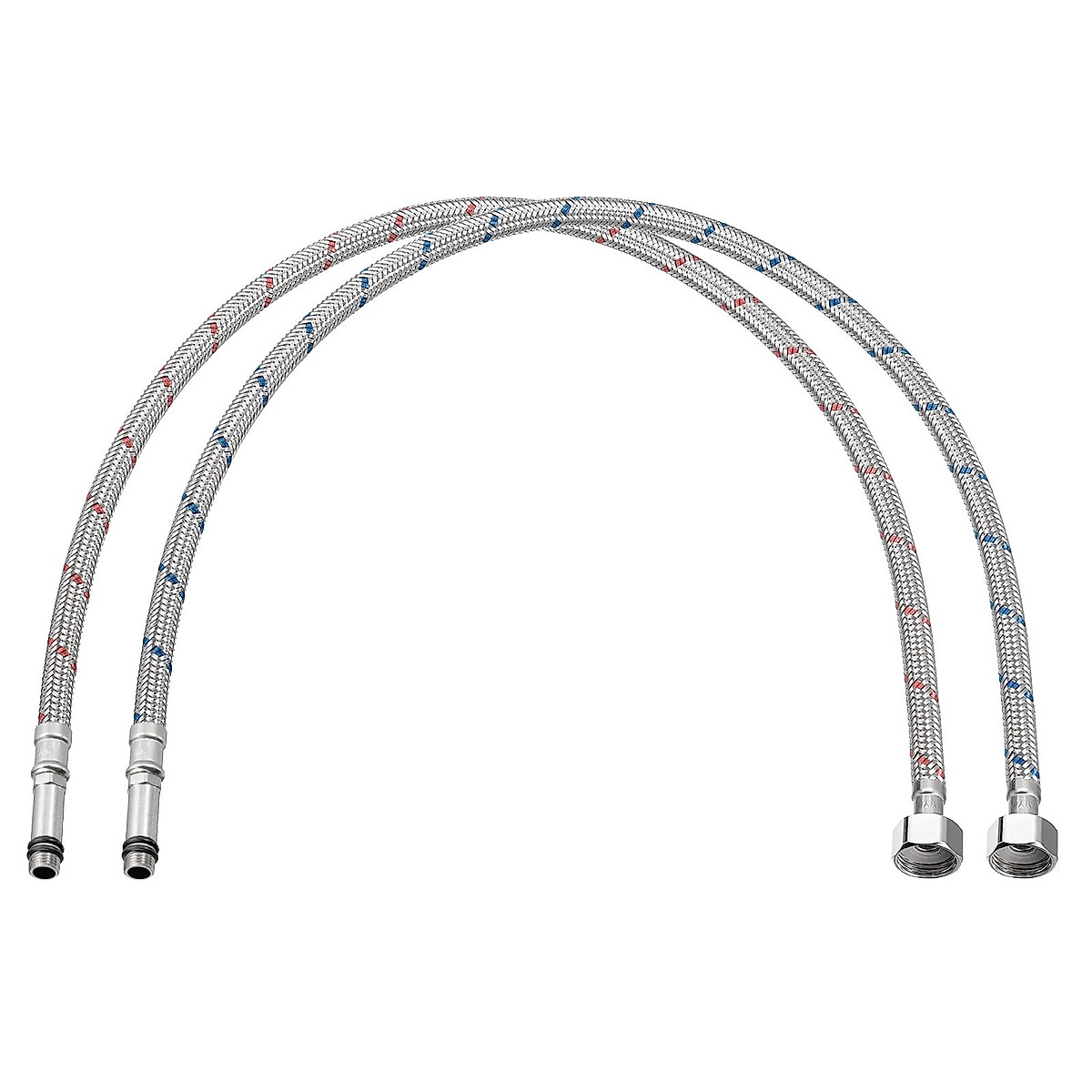 uxcell 24 Inch Long Faucet Supply Line Connector, 2pcs G1/2 Female Compression Thread x M10 Male Connector Braided 304 Stainless Steel Water Supply Hose