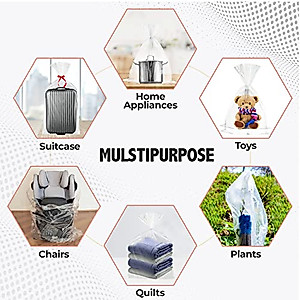 [ 10 COUNT ] 40x60 inches Clear Giant Size Jumbo Big Storage Bags for Covering & Protecting Big Items from Dust, Moisture, Water Damage; Fits Bulky Toys, Outdoor Seasonal Furniture, Home or Office Appliances, Luggage, Quilts, Comforters