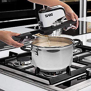 SAKI Automatic Pot Stirrer for Cooking, with 2 speeds, Adjustable, Hands Free, BPA free, Cordless and Rechargeable (2021 Updated Battery)