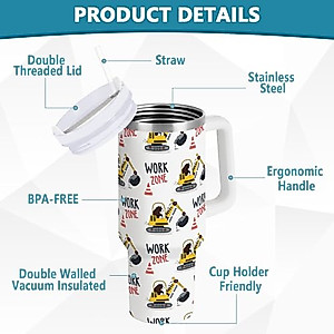 ARGTILDN 30 oz Tumbler Yellow Digger Animal Insulated Travel Mug with Handle and Straw Lid Stainless Steel Vacuum Coffee Cup Tea Beverage Container Water Bottles for Car Sports office