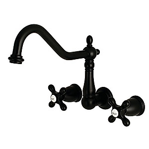 Kingston Brass KS1280AX Heritage Kitchen Faucet, 9-3/16" in Spout Reach, Matte Black