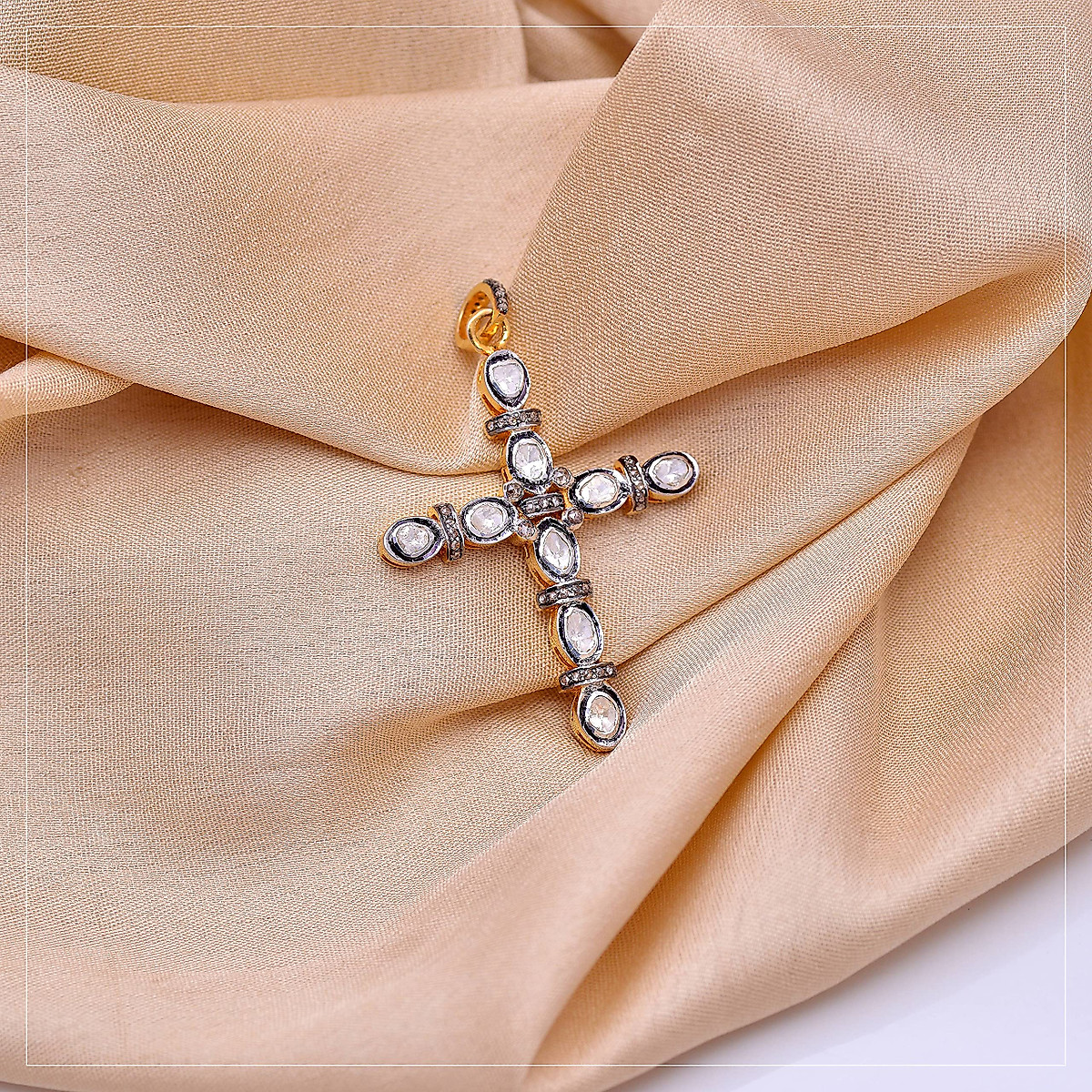 Shweta Creations Diamond Studded Cross 925 Sterling Silver pendant | 0.87 Cts Natural Diamond (I2-I3 Clarity) pendant | Ideal Gift for Her