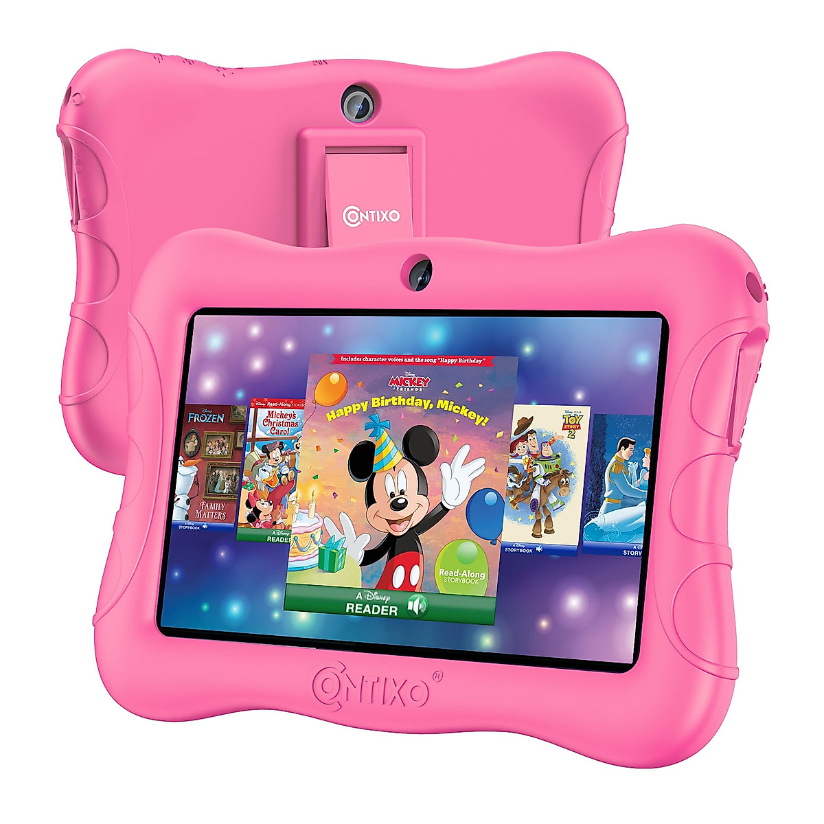 Contixo V9 7" Kids Tablet 32GB - Android 11, WiFi, 50+ Disney E-Books & Stickers, Parental Controls, Kid-Proof Case with Kickstand, Educational Learning Tablet for Kids Ages 3-10 - Pink (2024 Model)
