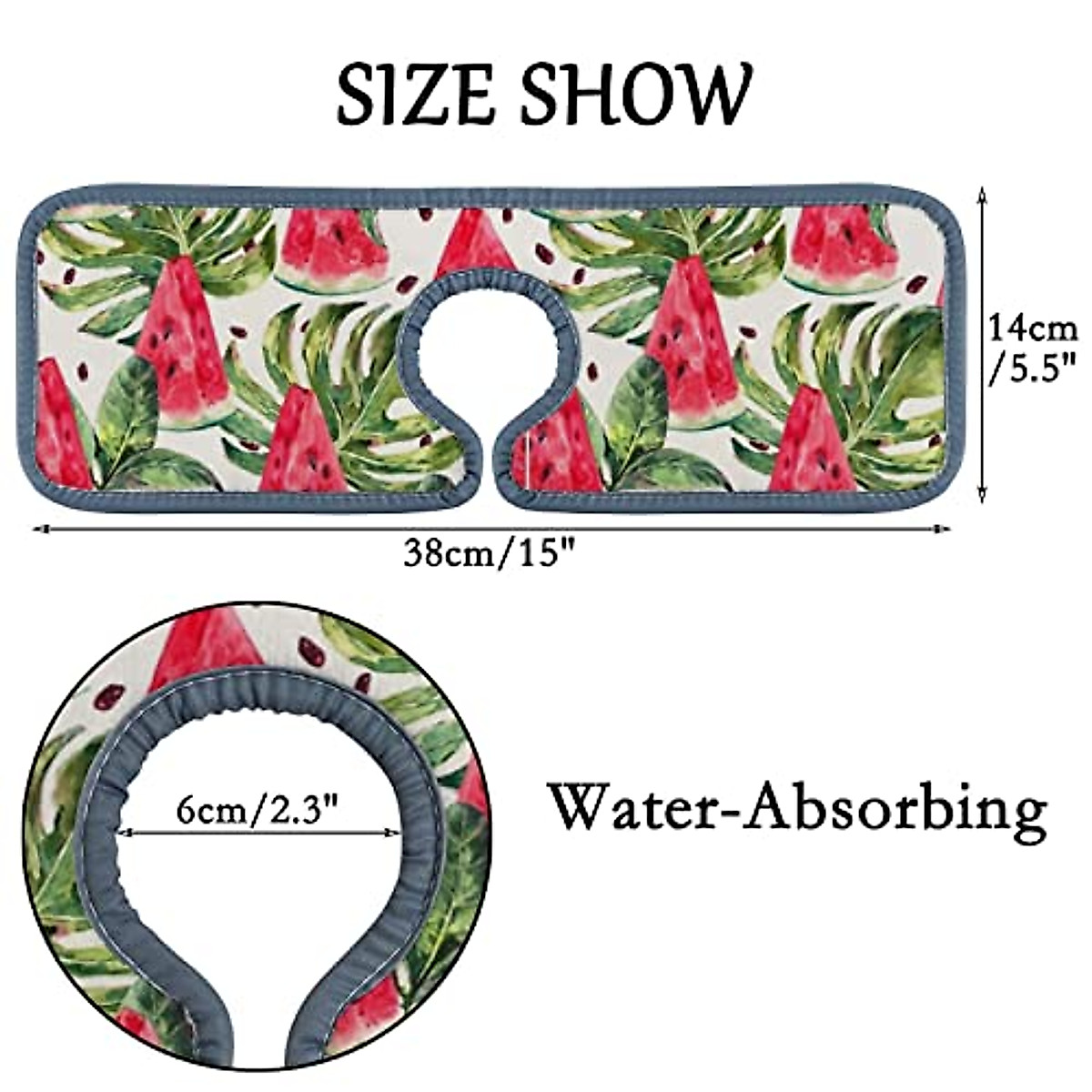 Kitchen Faucet Absorbent Mat 4 Pieces Summer Watercolor Watermelon Slices Faucet Sink Splash Guard Bathroom Counter and RV,Faucet Counter Sink Water Stains Preventer