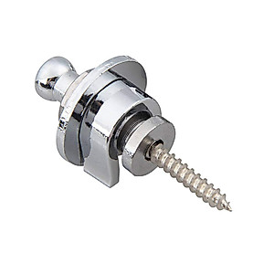 YAKAMOZ Set of 4Pcs Quick Release Metal Guitar Strap Lock Security Strap Locking Buttons End Pins with Mounting Screws for Electric Acoustic Guitar, Bass, Ukulele - Silver