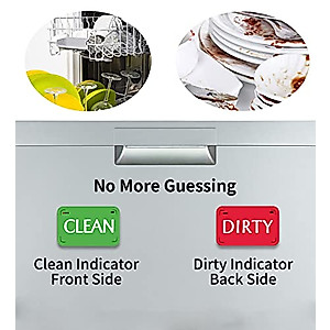 Dishwasher Magnet Clean Dirty Sign,Reversible Strong Kitchen Flip Indicator, Bonus Universal Magnetic Plate,Red Green Design Indicator for Dishwashers
