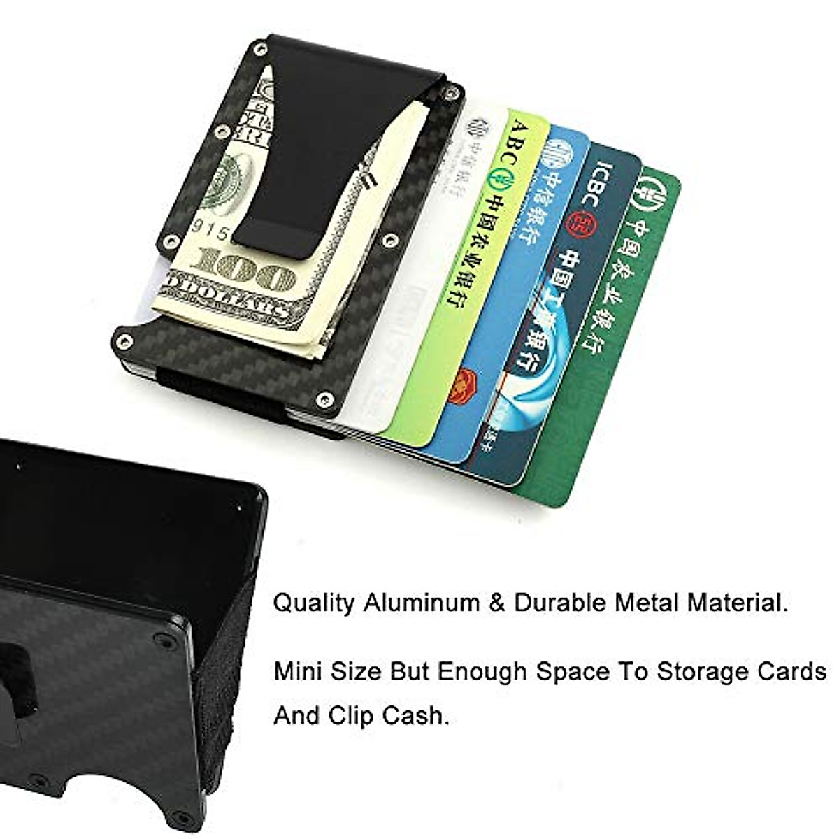 Golden^Li Metal Card Holder Money Clip, RFID Blocking Slim Carbon Fiber Wallet Minimalist Credit ID Card Holder for Men (set 2)