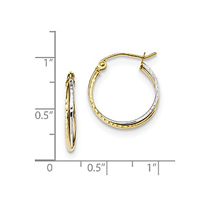 Solid 10k Yellow Gold Two Toned Diamond-Cut Twisted Hoop Earrings - 19mm x 17mm