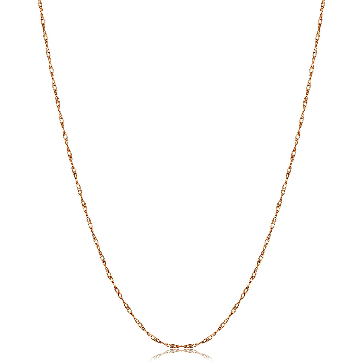 Kooljewelry 14k Yellow Gold Rope Chain Pendant Necklace (0.8 mm, 18 inch)