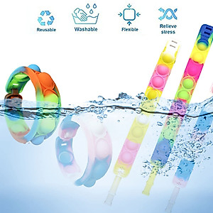 TOMOIN 30PCS Party Favors Pop Bracelets Fidget Toy Bracelet Multicolor Stress Relief Finger Press Halloween christmas Gift