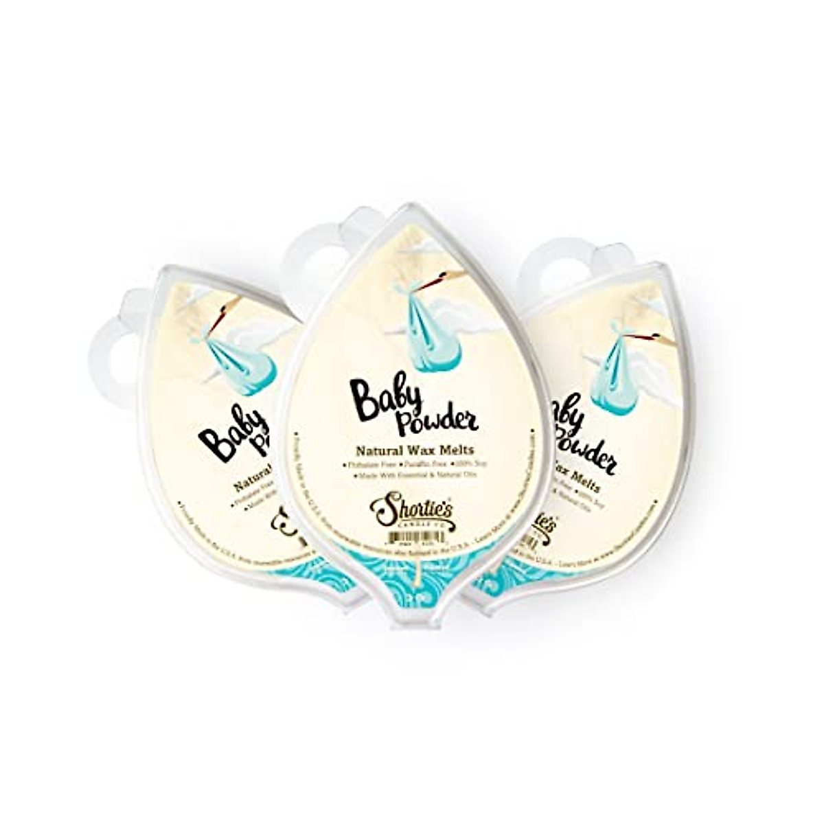 Shortie's Candle Company Baby Powder Natural Soy Wax Melts 3 Pack - 3 Highly Scented 3 Oz. Bars - Made with 100% Soy and Essential Fragrance Oils - Phthalate & Paraffin Free, Vegan, Non-Toxic