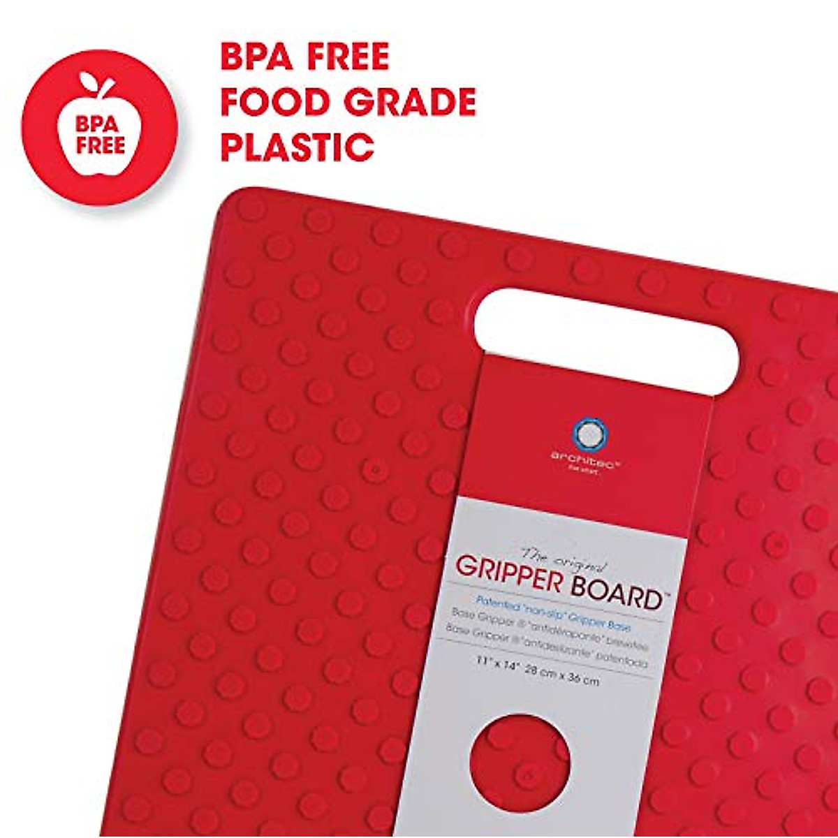 Architec Original Gripper Barboard, 5" by 7", Green, Patented Non-Slip Technology and Dishwasher Safe Cutting Board