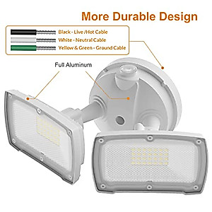 LEPOWER 3000LM Dusk to Dawn LED Security Light, 28W Flood Lights Outdoor with Photocell, 5500K White Light, IP65 Waterproof, 2 Adjustable Heads Exterior Outdoor Security Light for Garage, Backyard