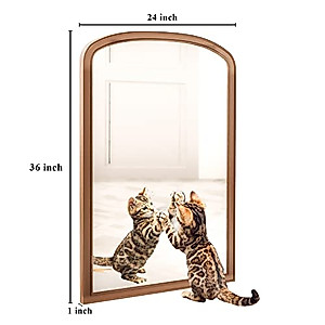 WallBeyond Wooden Framed Arch Mirror, 24" x 36" Farmhouse Arched Bathroom Wall Mirror for Wall Decor, Entryway, Living Room and Bedroom