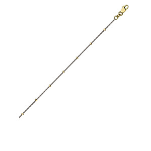 AzureBella Jewelry 14k Two-tone White and Yellow Gold Satellite Bead Curb Chain Necklace, 16-inch