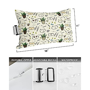 Recliner Head Pillow Ledge Loungers Chair Pillows with Insert Cartoon Animal Cat Fish Pattern Lumbar Pillow with Adjustable Strap Outdoor Waterproof Patio Pillows for Beach Pool Chair, 2 PCS