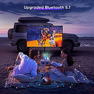 TMY Mini Projector for iPhone, Portable Projector with 5G WiFi and Bluetooth, 1080P HD Projector【with Tripod】, Movie Projector for iOS/Android/PC/TV Stick/HDMI/AV/USB, Indoor & Outdoor use