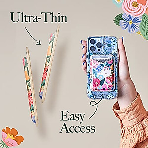 Rifle Paper Co. Magnetic Card Holder - Smooth Vegan Leather MagSafe Wallet [Holds up to 3 Cards] - Slim Detachable iPhone Wallet for iPhone 14 Pro Max/ 13 Pro Max/ 12 Pro Max - Garden Party Blush