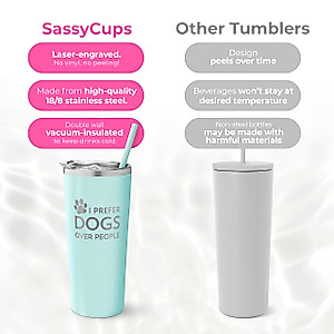 Dogs Over People Travel Tumbler - Personalized Vacuum Insulated Stainless Steel Dog Lover Travel Tumbler with Lid and Straw - Gifts for Dog Lover - Funny Dog Tumbler - Dog Mom - Dog Owner - Travel Mug