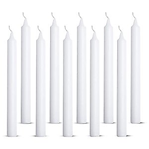 Axiom - (Pack of 10) Unscented Straight Household Grocery Candles -9.06 Inch Long-10 Hours Burning Time-Premium Wax Candles for Mothers Day, Dinner Tables, Restaurants, Ceremonies & Emergency (White)