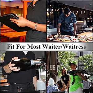 HGNUTAY Server Apron Waiter waitress Server Apron Pouch with Removable Money Restaurant Water-resistant Apron Bag with Adjustable Shoulder Strap and Waist Belt for Tip, Change, IPad, Tablet, Black