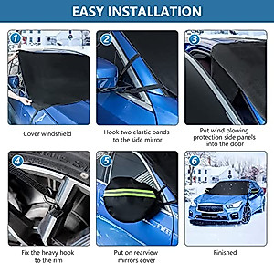 LADER Windshield Cover for Ice and Snow, Car Windshield Snow Cover, Windshield Frost Cover Ice Removal Wiper Protector, Windshield Snow Ice Cover, Fits Most Cars Trucks Vans SUVs