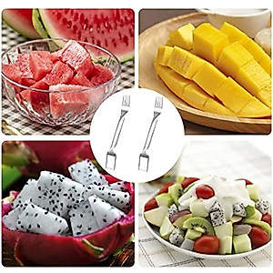 2Pcs Watermelon Fork Slicer Cutter - Stainless Steel 2-in-1 Watermelon Fork Slicer, Portable Watermelon Fork Watermelon Cutter Slicer Tool Fruit Forks Slicer for Home Party Camping Kitchen Gadget