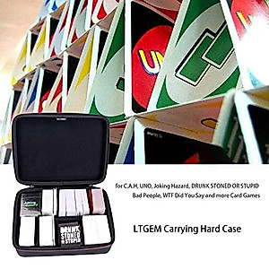 LTGEM EVA Hard Portable Travel Case for Card Games. Hold up to 1600 cards with 6 Moveable Dividers (2 Row) - Black
