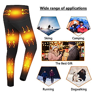 Heated Pants for Men, 16 Zones Fast Heating Thermal Underwear Pants, Adjustable Temperature, USB Electric,Black,L