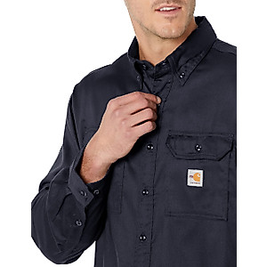 Carhartt mens Flame Resistant Lightweight Twill (Big & Tall) button down shirts, Dark Navy, XX-Large Tall US