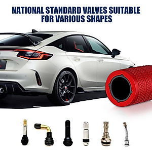 UGSHY 4 PCS Tire Valve Stem Caps for Car, Alloy Tire Valve Cap Set, Universal for Cars Trucks Motorcycles SUVs (Red)