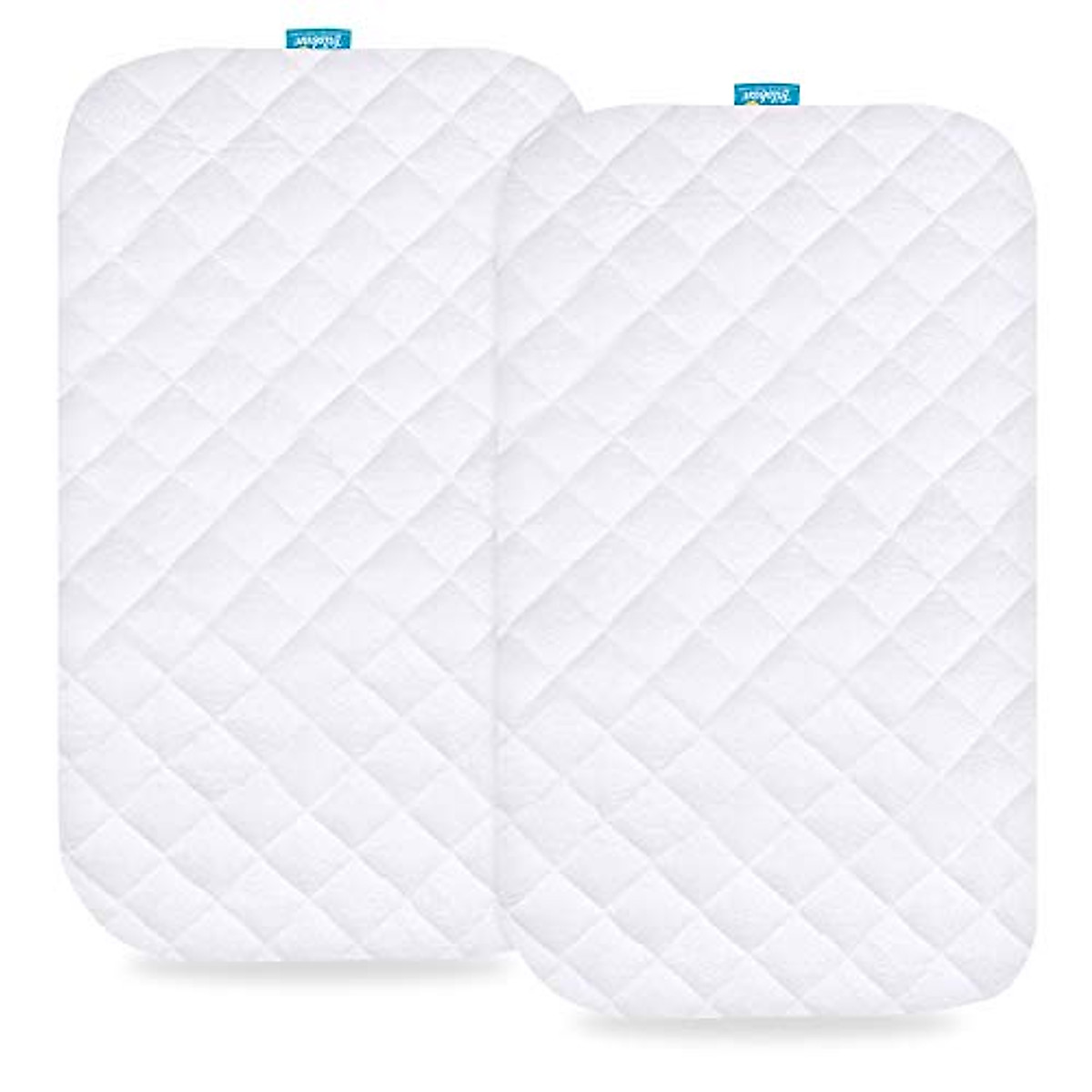 Waterproof Bassinet Mattress Protector, Ultra Soft Bamboo Terry Surface & Bassinet Sheets Compatible with ANGELBLISS Baby Bassinet, 100% Jersey Knit Cotton Sheets, 2 Pack