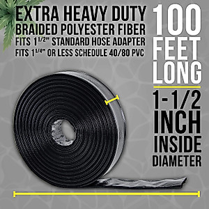 U.S. Pool Supply Black Rhino 1-1/2" x 100' Pool Backwash Hose with Hose Clamp - Extra Heavy Duty Superior Strength, Thick 1.2mm (47mils) - Weather Burst Resistant - Drain Clean Swimming Pools, Filters