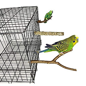 kathson Natural Wood Bird Perch Parakeet Stand Platform Parrot Paw Grinding Sticks Branches Bird Cage Accessories for Budgies Cockatiels Conure Parakeet Lovebirds 7 Pack