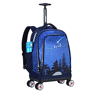 Rolling Backpack with Spinner Wheels For Teens,Roller Bookbag for Girl Boy,Wheeled Laptop Bag Fits 15.6 Inch Notebook,Luggage With Spinner Wheels For Travel,Suitcase Bag with Laptop Padded Compartment