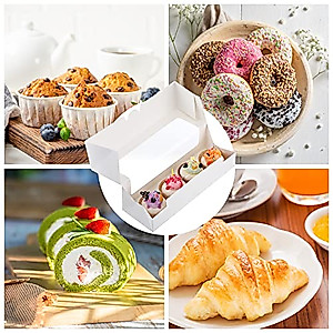 Cookie Boxes Swiss Roll Cake Box Cake Boxes White Bakery Boxes with Clear Display Window Mini Cupcake Box Pastry Packaging Box for Chocolate Cupcakes Breads Muffins Pastries Donuts (40 Pieces)