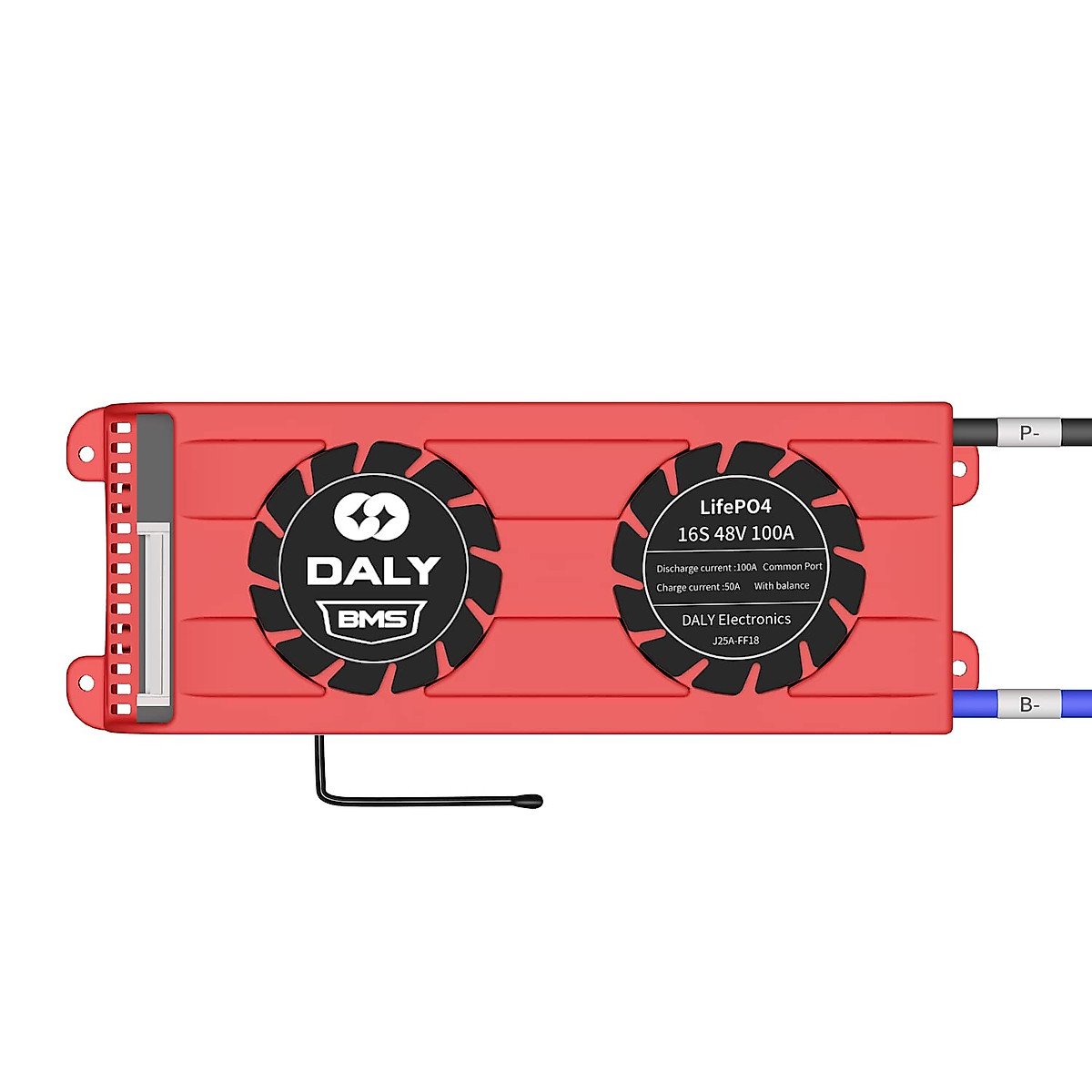 DALY BMS 16S 48V 100A LiFePO4 PCB Protection Board with Balance Leads Wires 3.2V Battery Protection Module BMS for 18650 Battery Pack 48V with Cooling Fan