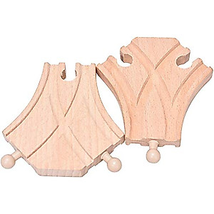 Ioffersuper 10 Pieces Wooden Train Track Set, Curved Switch Track and Cross Track Compatible with All Major Brands