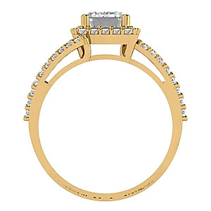 Clara Pucci 24ct Emerald Cut Solitaire Halo Criss Cross White Sapphire Wedding Bridal art deco Anniversary Ring 14k Yellow Gold 4